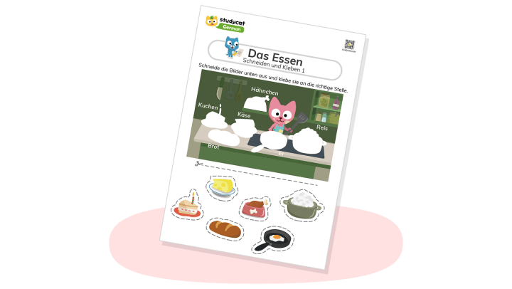 German food cut and stick worksheet #1 | Fun German with Studycat