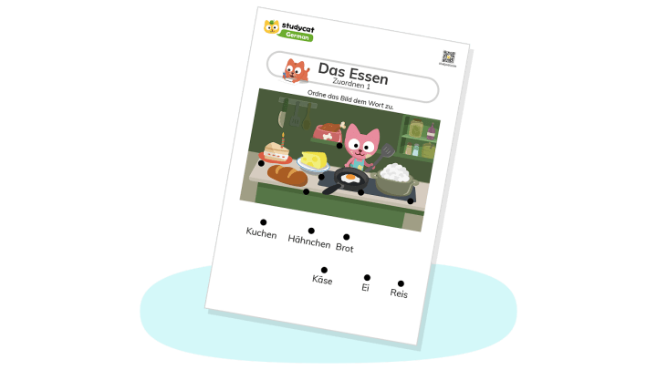 German food matching worksheet #1 | Fun German with Studycat