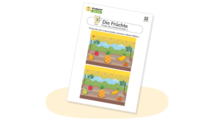 German fruit spot the difference worksheet #1 | Fun German with Studycat