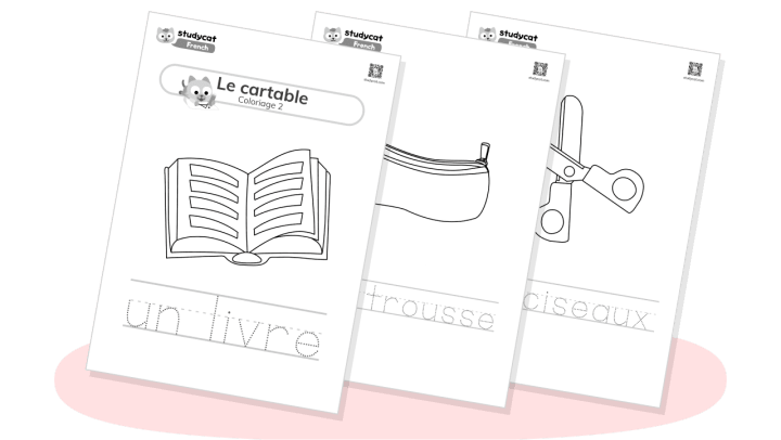 Learn French school words through coloring | Fun French with Studycat