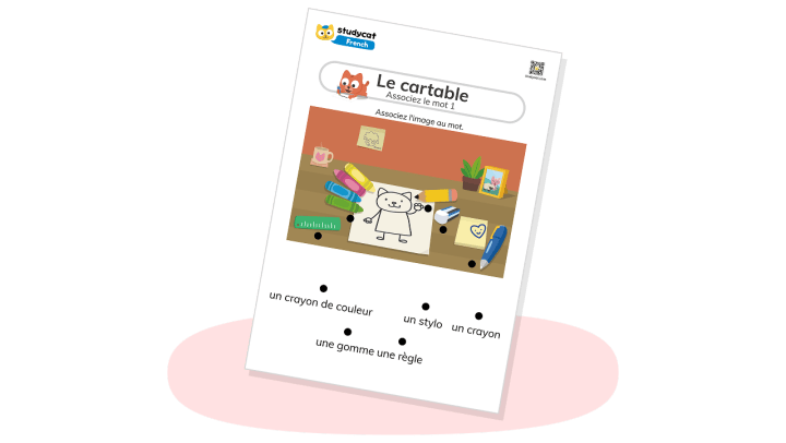 Match French school supplies to their names | Fun French with Studycat