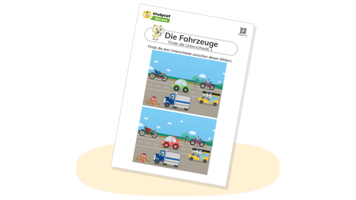 Vehicles spot the difference worksheet 1 | Fun German with Studycat