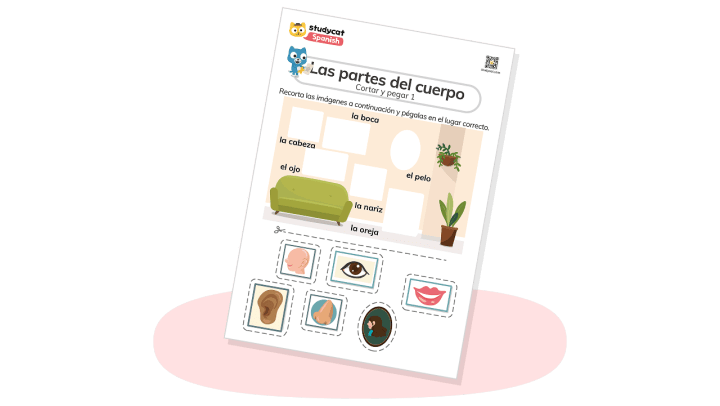 Spanish body parts cut and paste worksheet #1 for kids | Printable ...