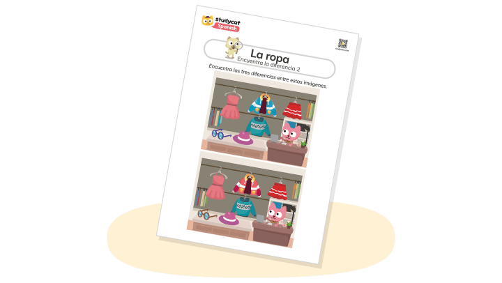 Spot the difference clothing worksheet #2 | Fun Spanish with Studycat
