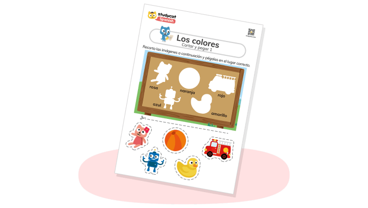 Spanish colors cut and paste worksheet #1 | Fun Spanish with Studycat