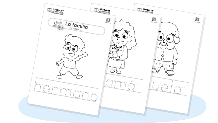 Spanish family worksheet #1 for kids | Fun Spanish with Studycat