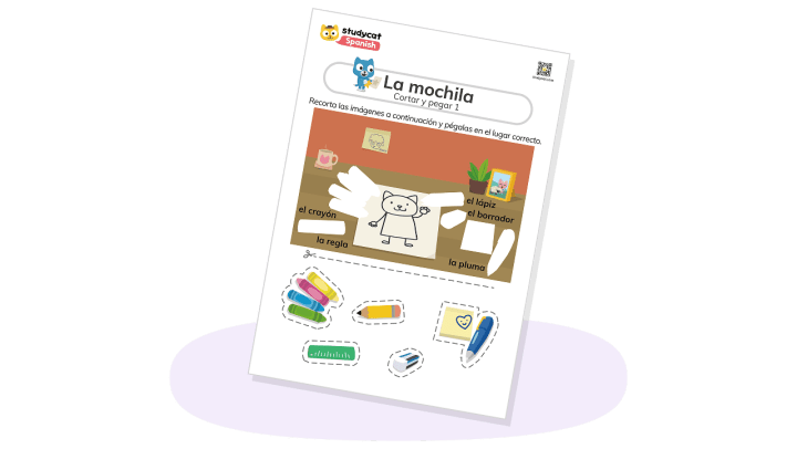 Spanish school supplies cut and paste worksheet | Learn Spanish with ...