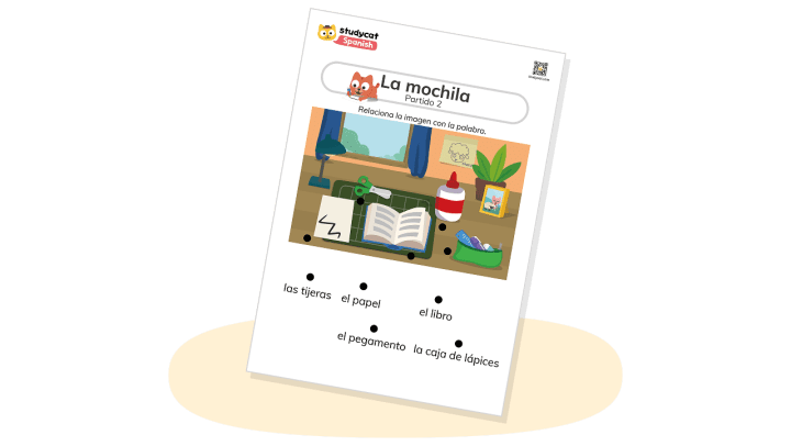 Spanish school supplies match worksheet #2 for kids | Learn Spanish ...