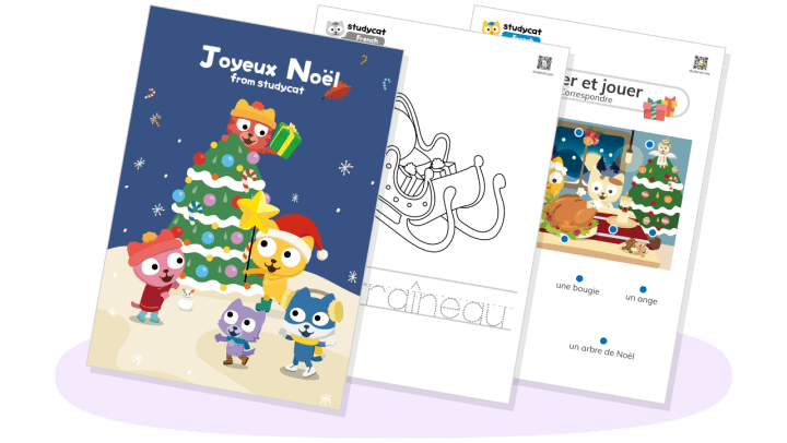 Christmas downloadable worksheet for kids | Learn French with Studycat