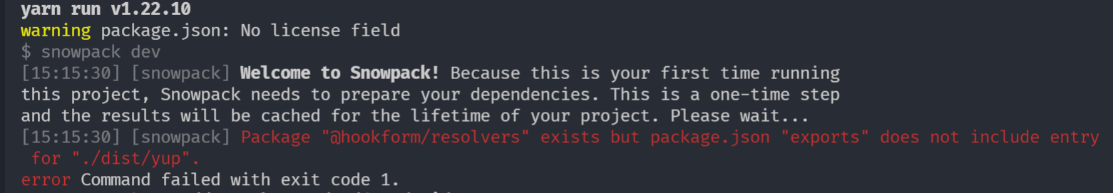 Bug Problem With `hookformresolvers` · Issue 3199 · Fredkschottsnowpack · Github 