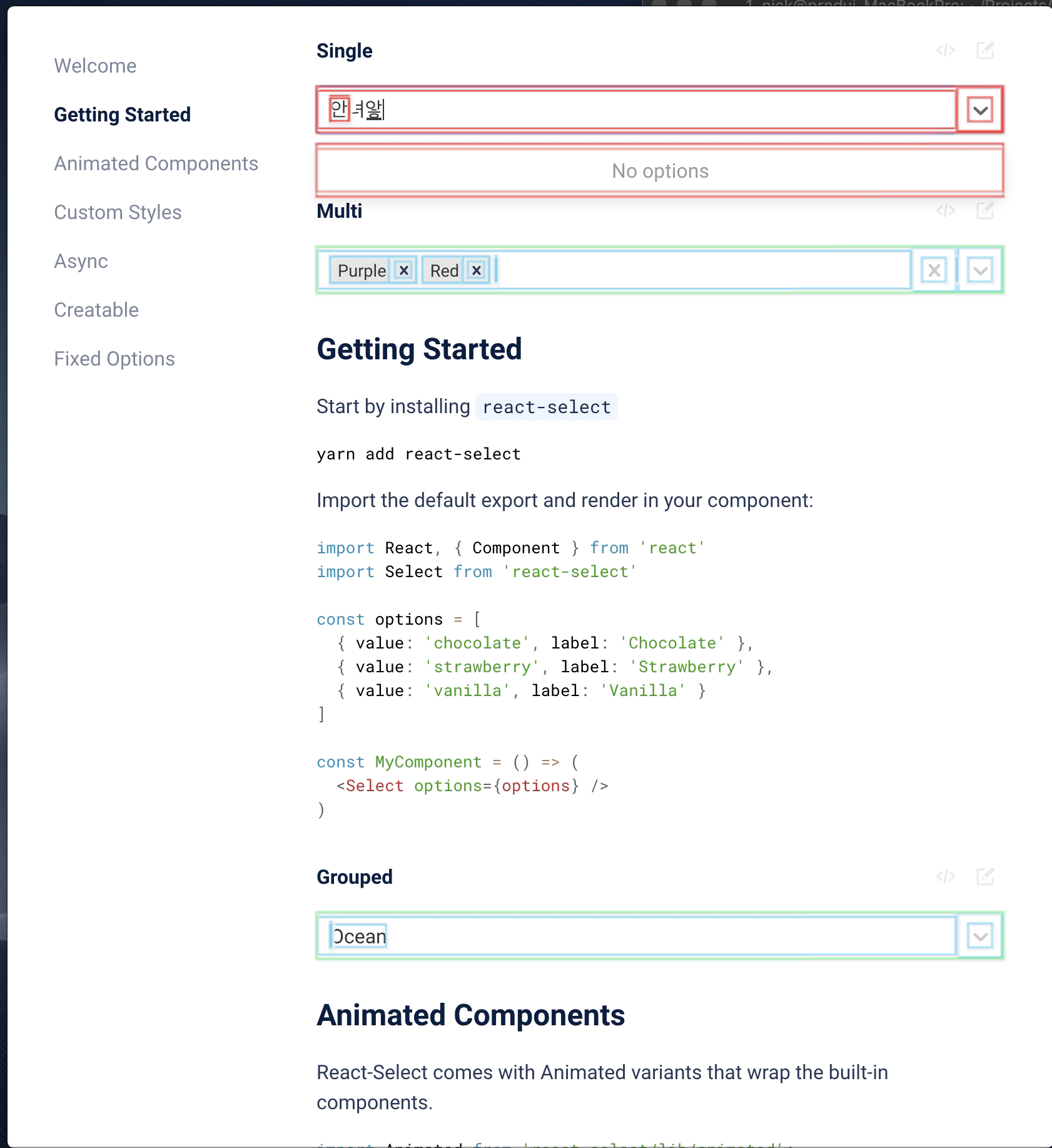 Every react-select on a page is rerendered when i type non english ...