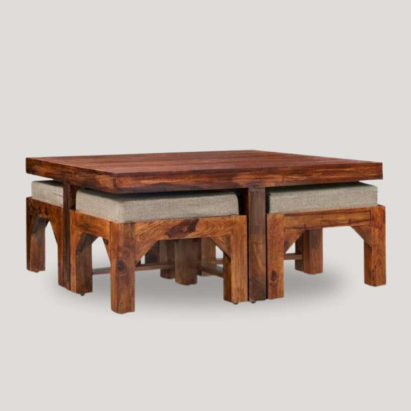Urban Coffee Table with 4 Cushion Stools