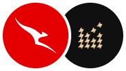 Logo of David Jones Rewards and QANTAS in circles side by side