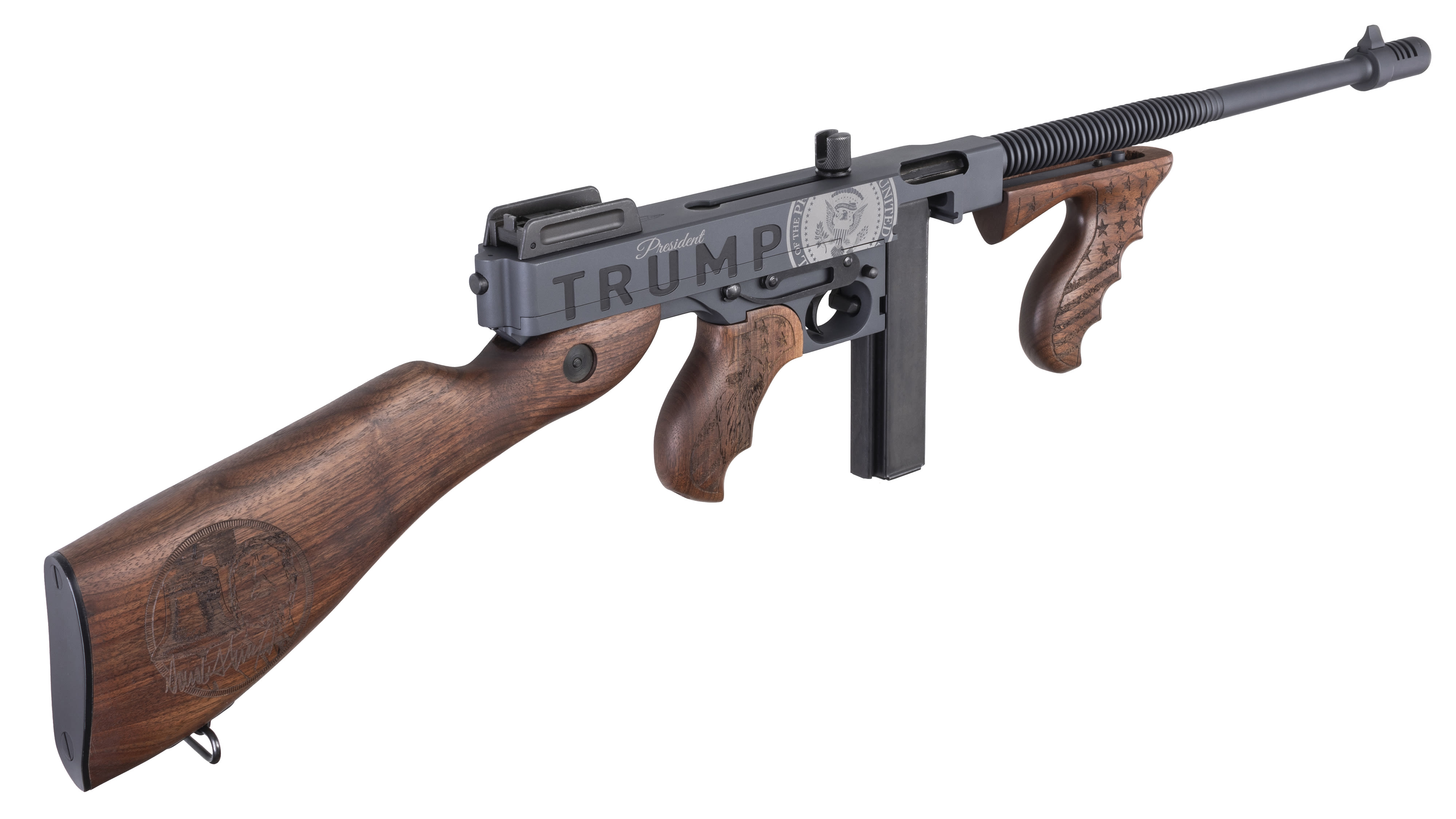 Thompson 1927A-1 Trump Save America 45ACP Engraved America Walnut 20rd ...