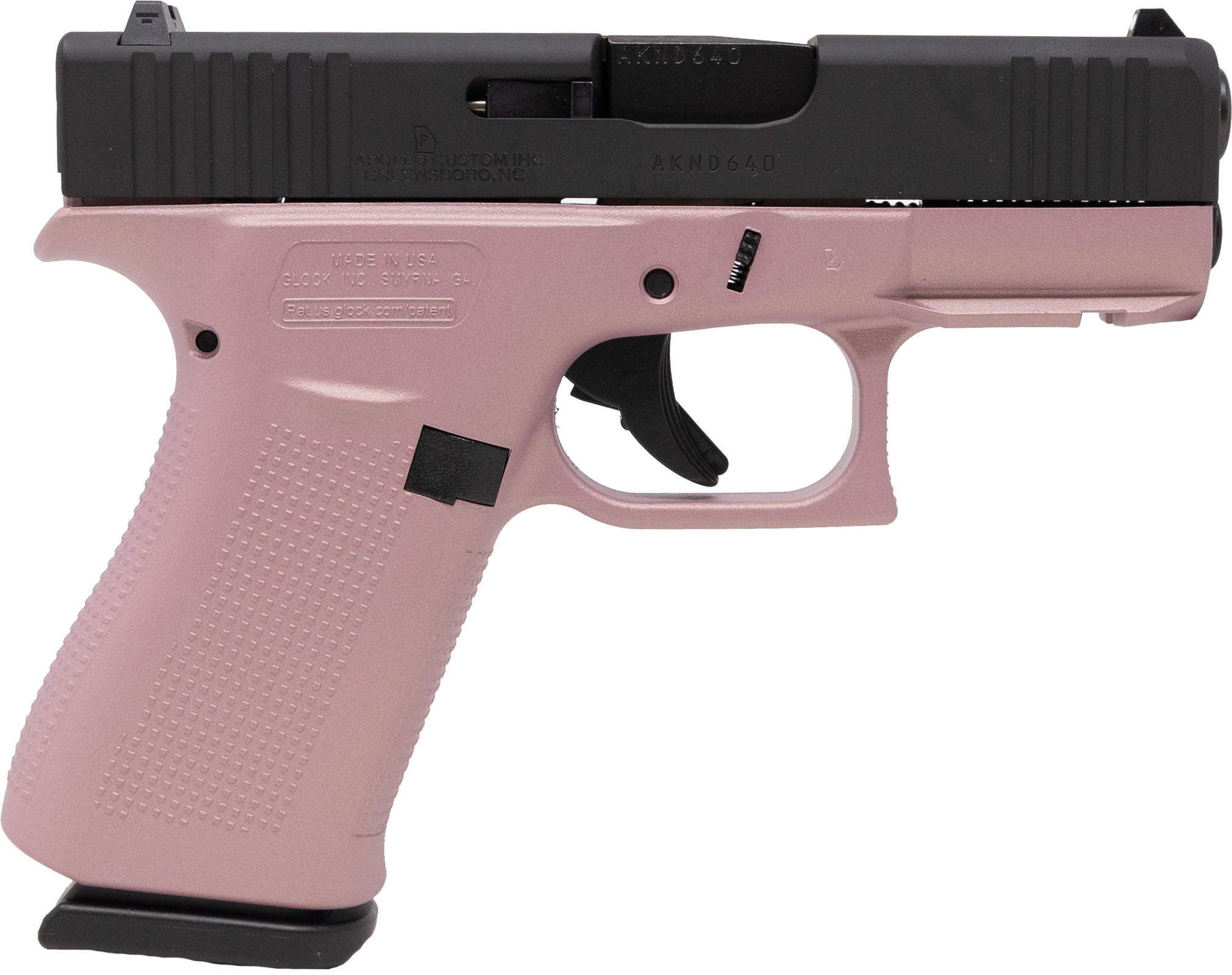 GLK 43X 9MM 10RD PINK BLK RAIL - Semi Auto Pistols at GunBroker.com ...
