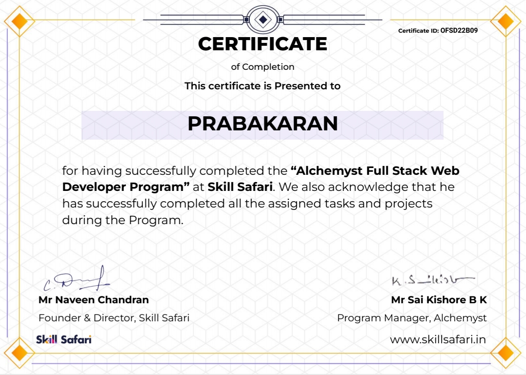 Prabakaran M - Junior Software Engineer at Darthwares | Next Js | React ...