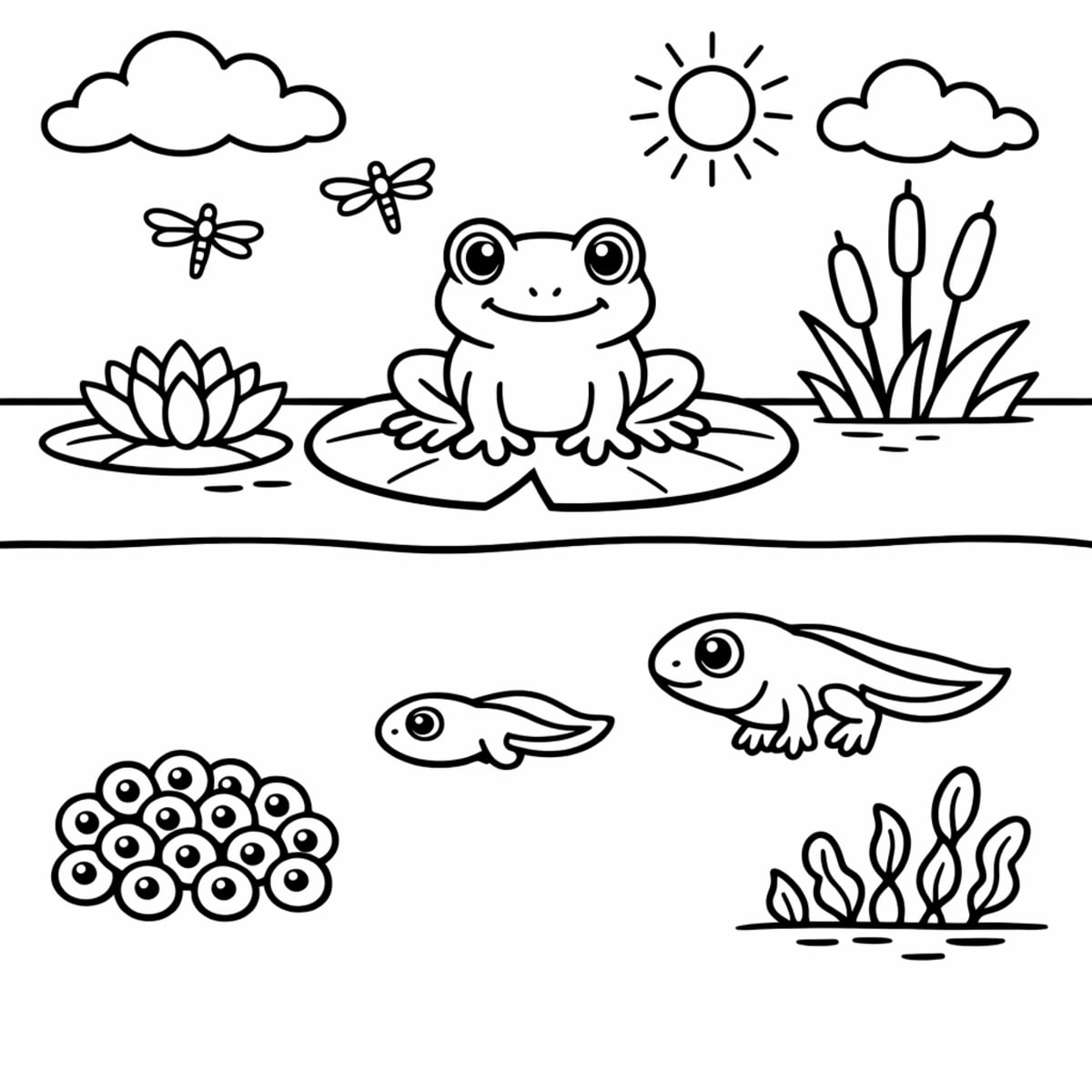 Tadpole Coloring Pages — Free Online | ColoringBreak