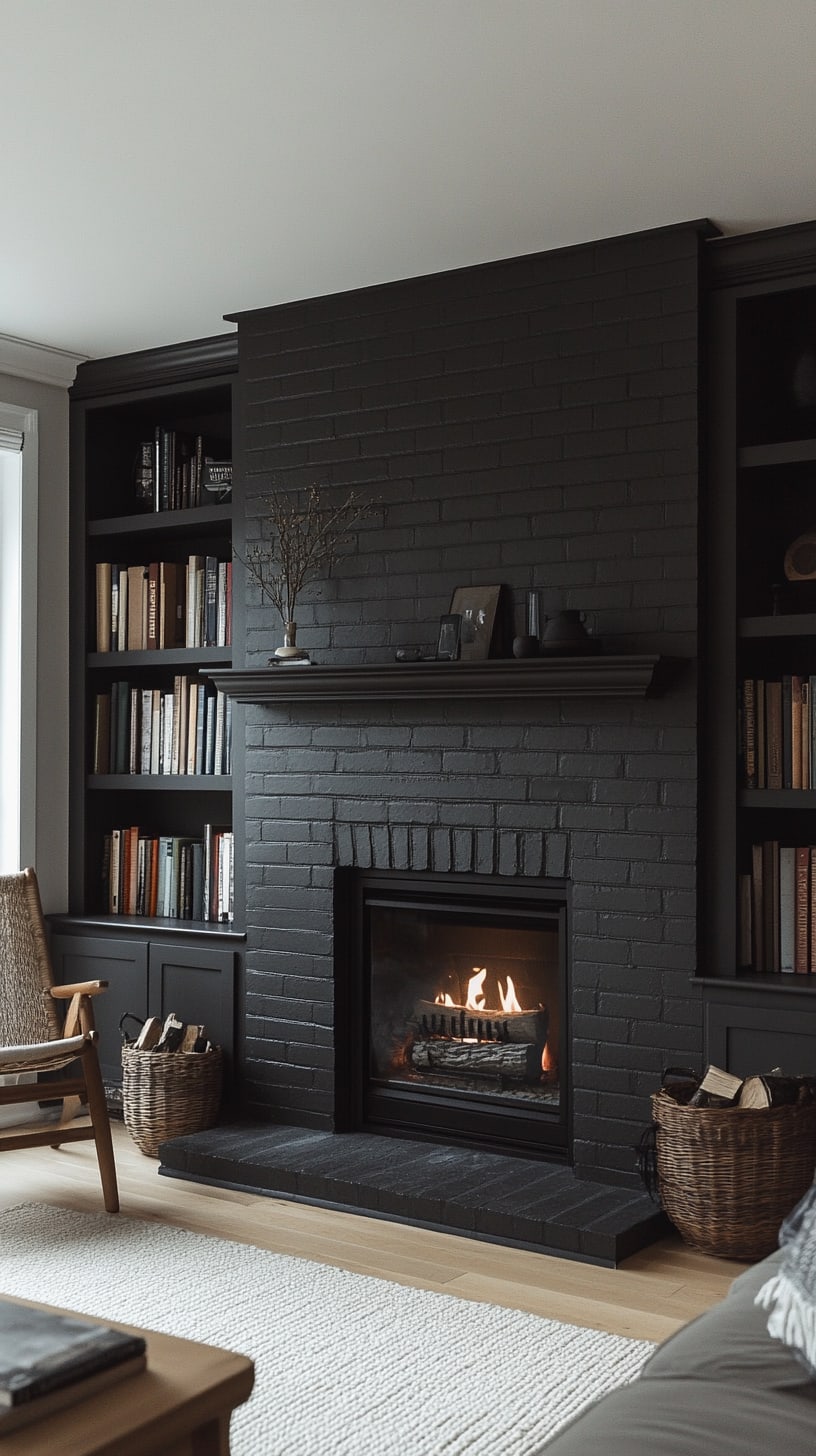 25 Stunning Black Brick Fireplace Designs to Elevate Your Home ...