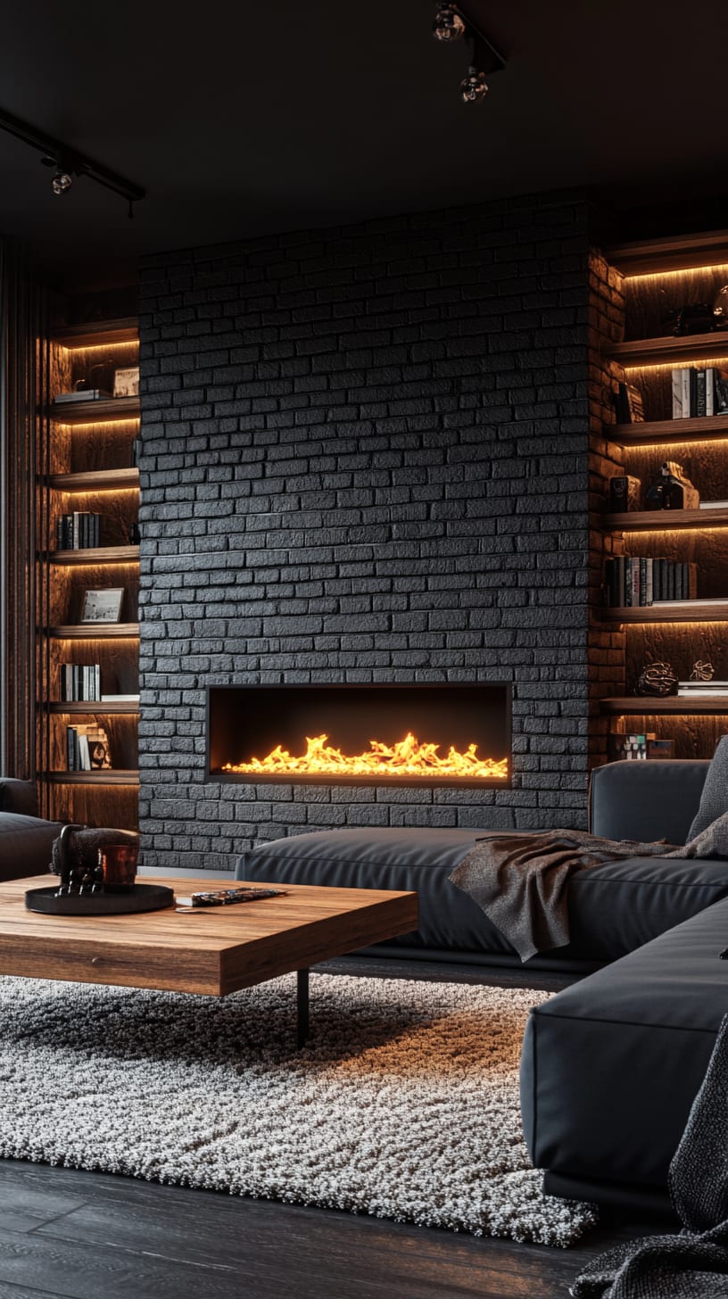 25 Stunning Black Brick Fireplace Designs to Elevate Your Home ...