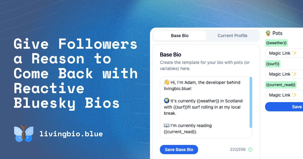 livingbio.blue - Reactive placeholders in your Bluesky bio | BskyInfo