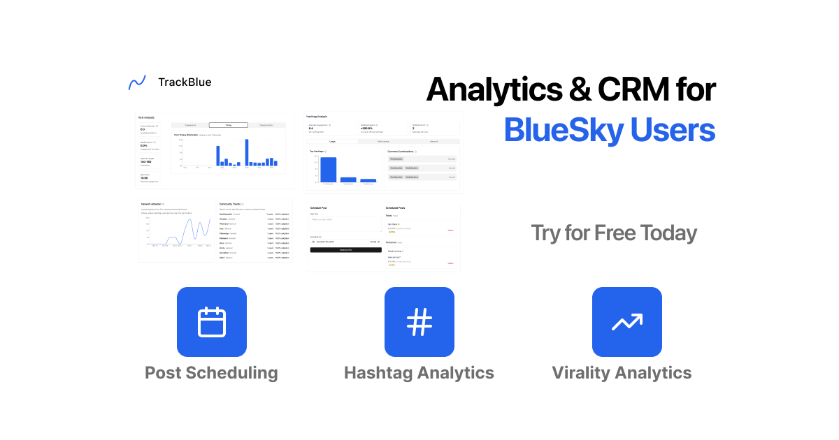 TrackBlue: Post Scheduling, Analytics & CRM Tools for Bluesky Creators