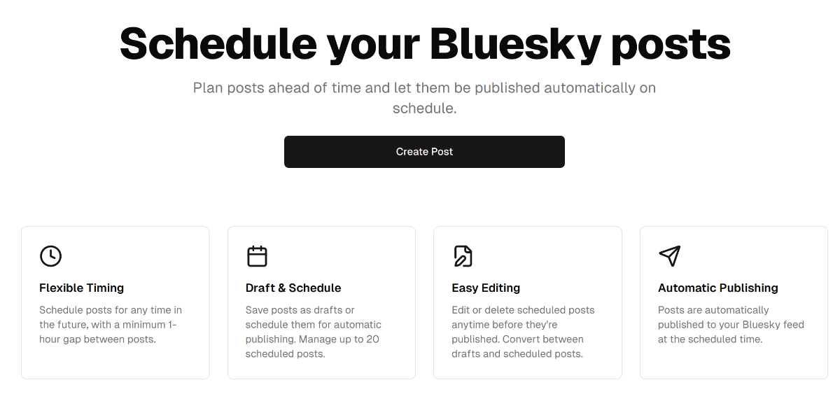 Bluesky Scheduler - Schedule your Bluesky posts | BskyInfo