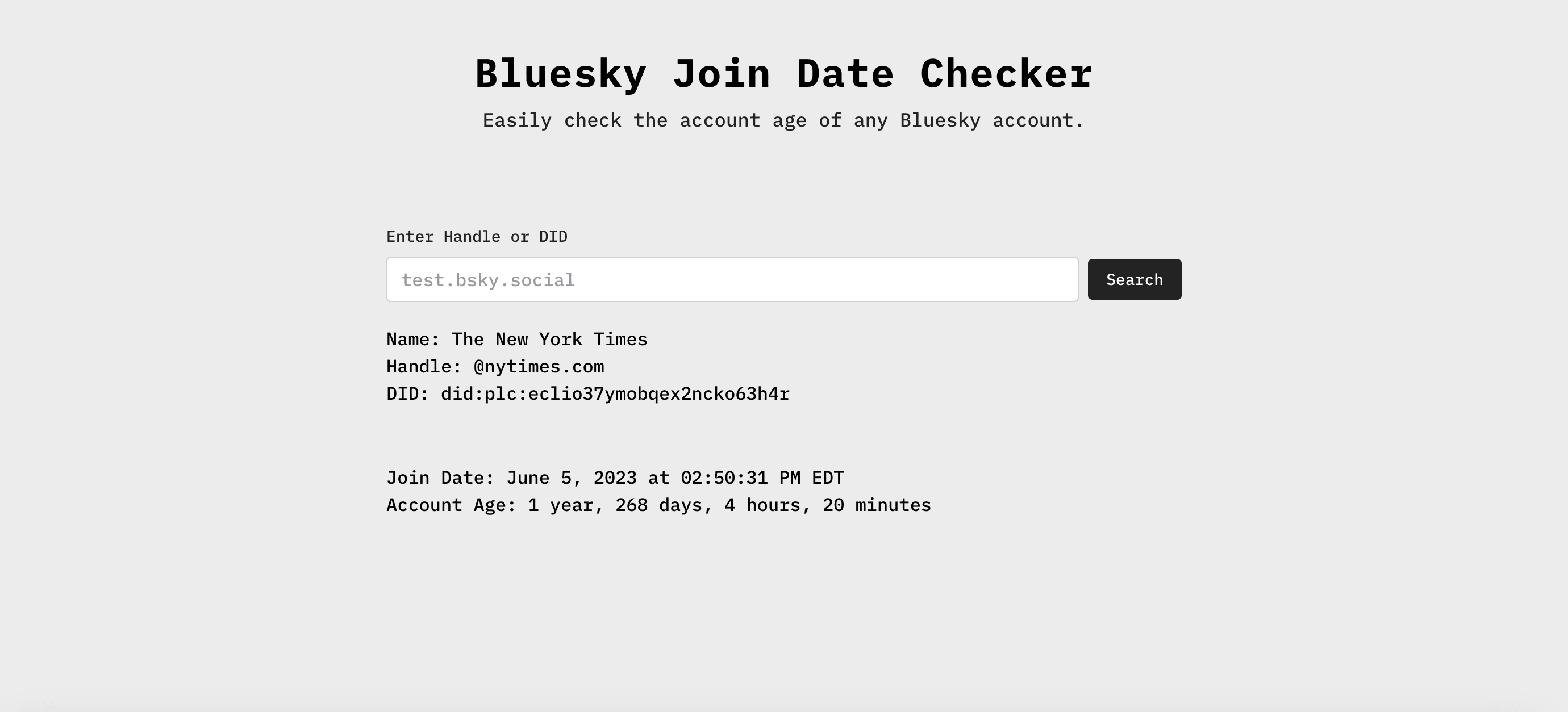 Bluesky Account Age Checker - Find Any Profile's Join Date