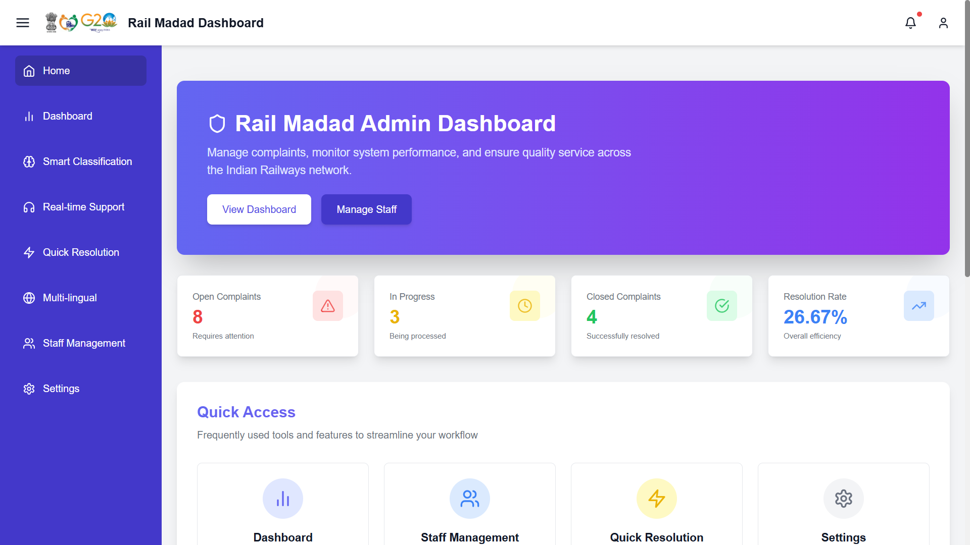 Rail Madad - Complaint Management System