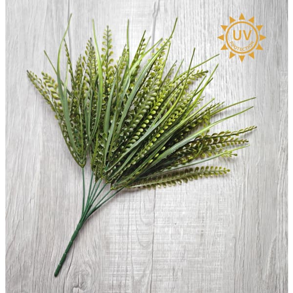 Bead Grass Bush X7, 16H" stem 21 pairs leaves, 2 Tone Green UV ...