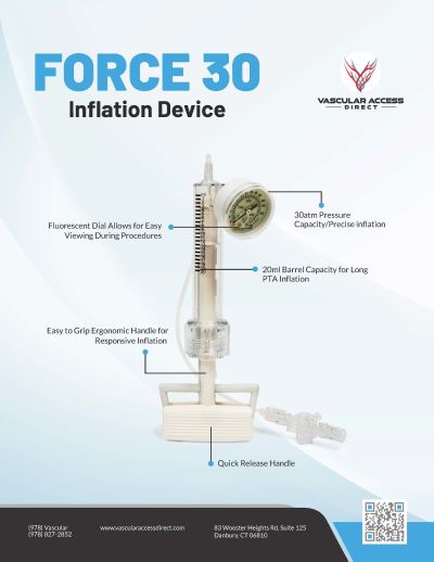 Force 30atm 20ml w/Stopcock Inflation Device (30-40atm Inflation ...