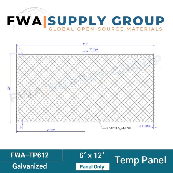 6' x 12' Temporary Panel (Temporary Fence) - FenceMaterials.com