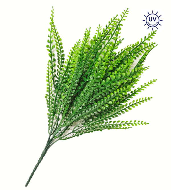 Artificial Greenery Bush Bead Grass, 7 stem, 21 pairs leaves, 15"H, UV ...