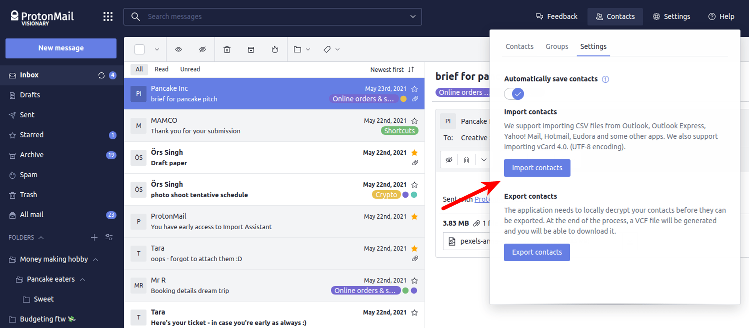 Exporting contacts from other mail providers | Proton