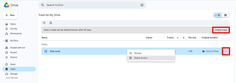 How to delete files from Google Drive | Proton Drive | Proton