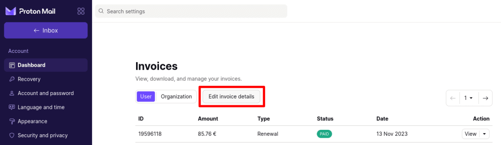 How to download, customize, or pay invoices | Proton