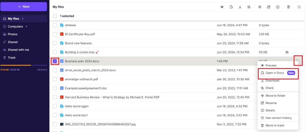 Importing and exporting documents in Docs | Proton