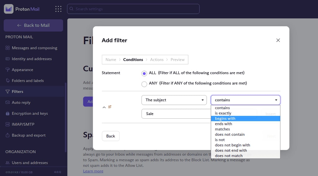 How to use email filters | Proton
