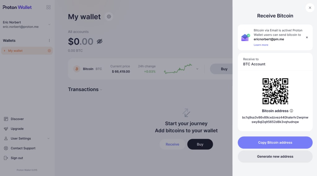 How to send and receive BTC using a Bitcoin address | Proton