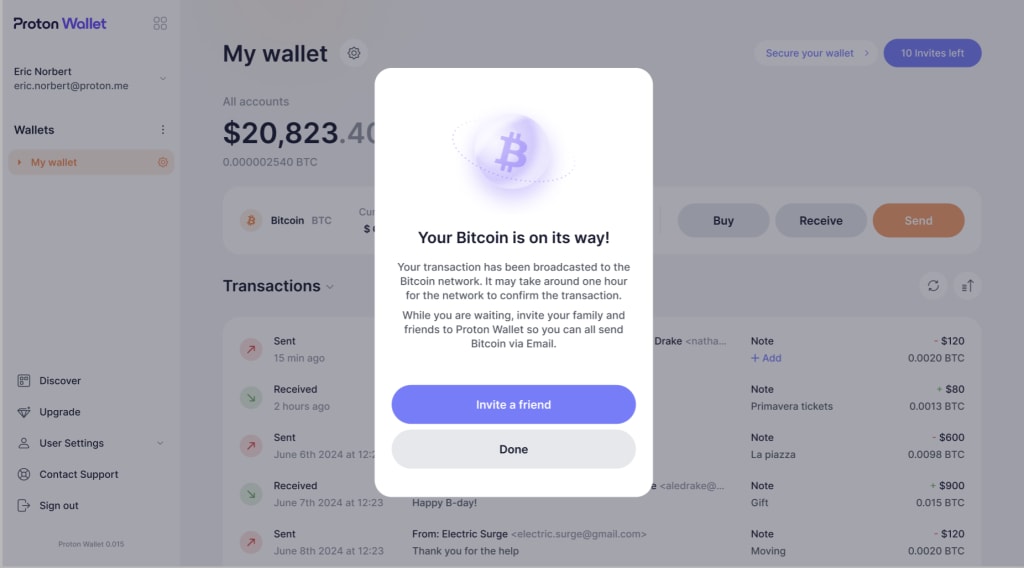 How to send and receive BTC using a Bitcoin address | Proton