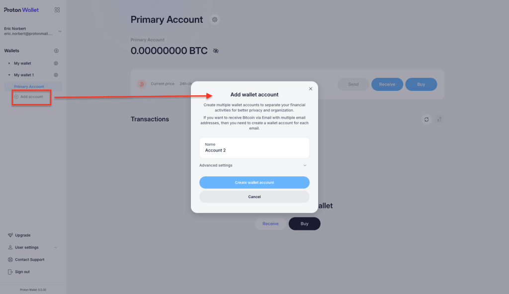 How to create and delete Bitcoin accounts | Proton