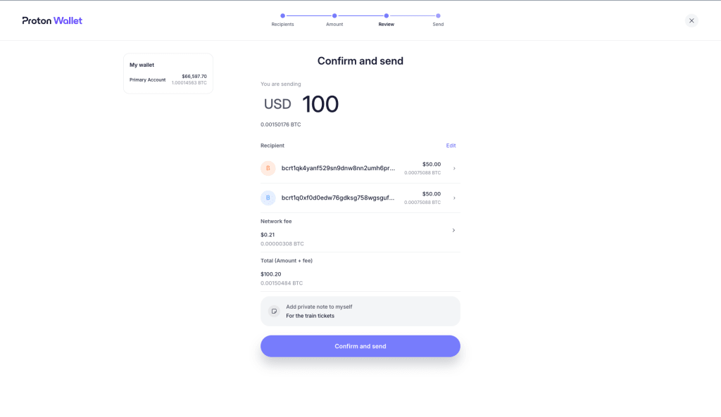 How to send and receive BTC using a Bitcoin address | Proton