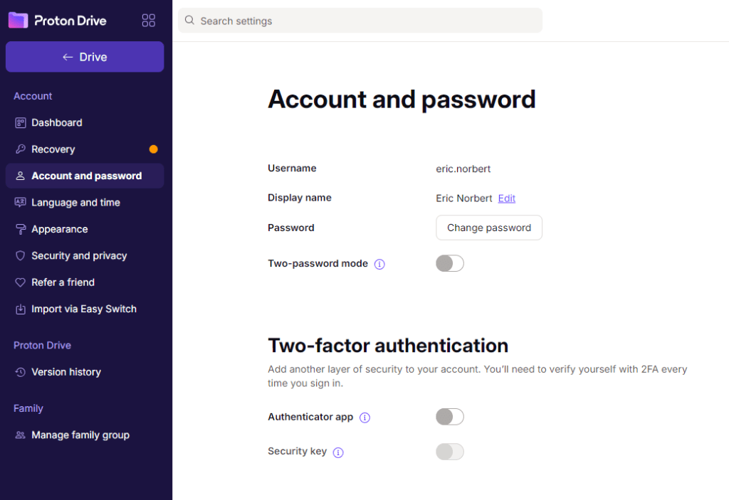 Changing default email address and display name for shared files | Proton