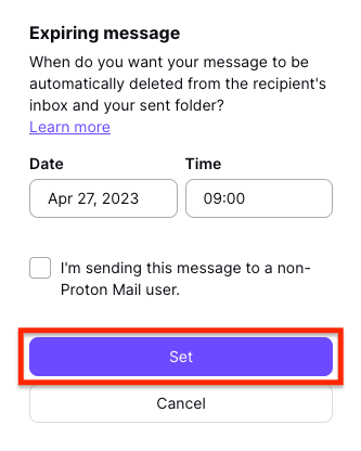 Proton Mail message expiration (Proton Mail) | Proton