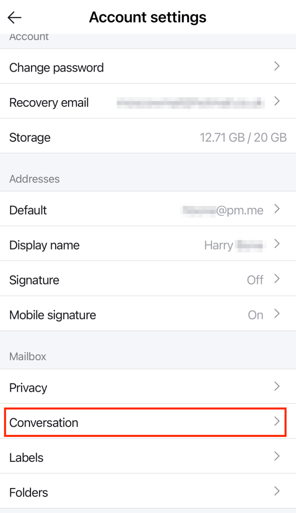 How to enable or disable conversation view | Proton
