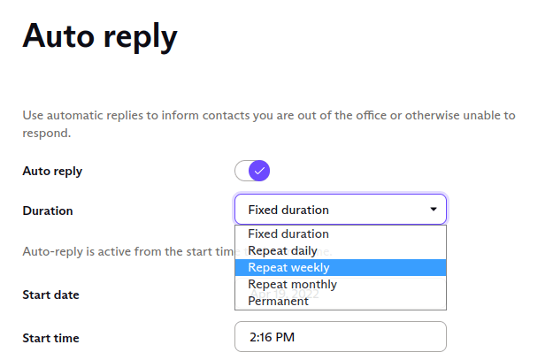 How to set up an automatic reply | Proton