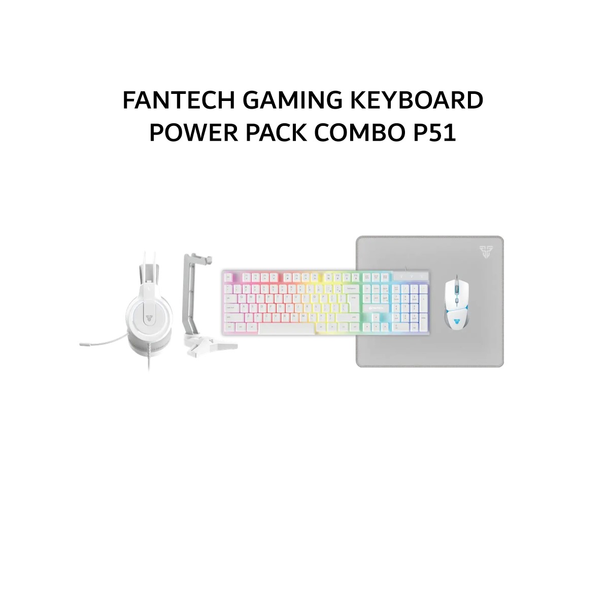 FANTECH GAMING KEYBOARD POWER PACK COMBO P51 - WHITE | Agres ID