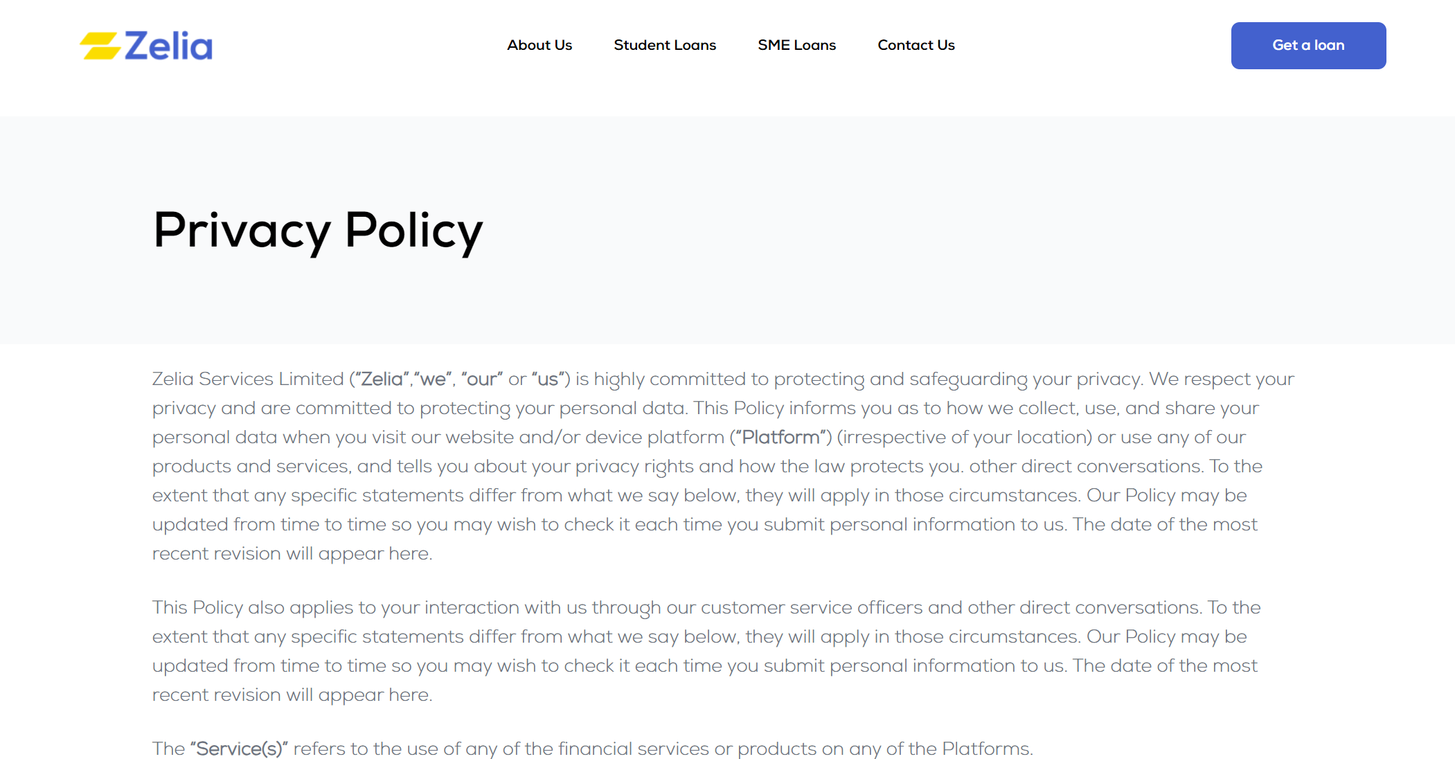 Privacy Policy • Zelia Finance