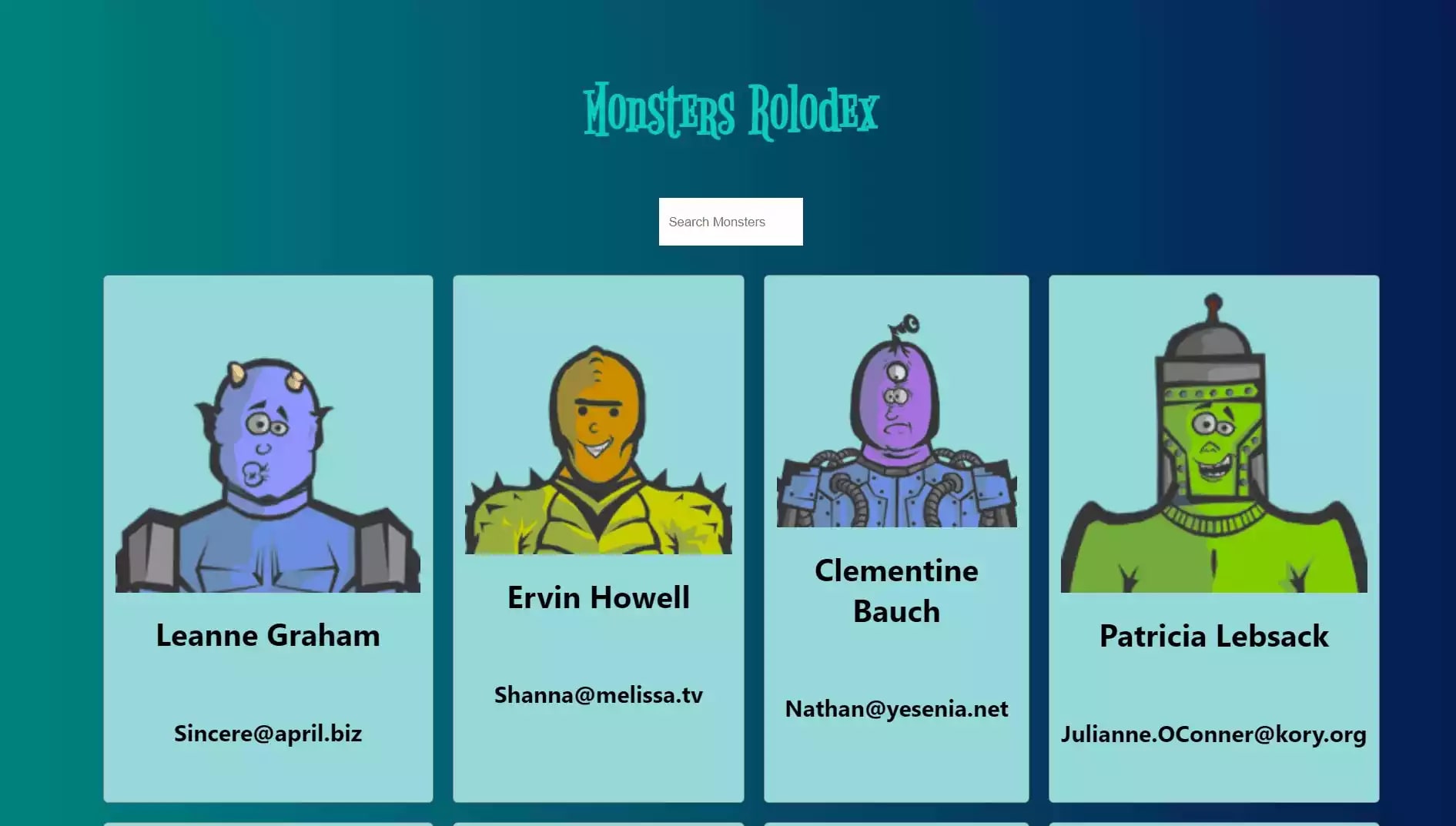 Monsters Rolodex with React App - A fun way to learn React