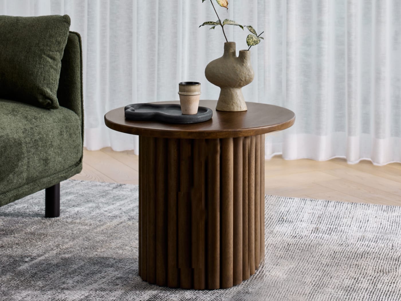 Jasper Round Side Table | Rustic Walnut Hardwood