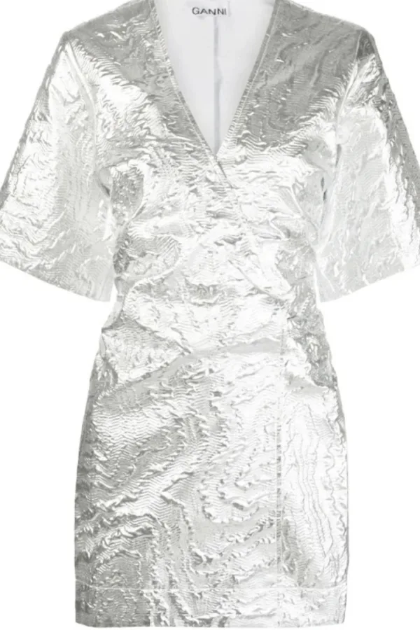 Rent Ganni silver metallic dress - Ganni | HURR